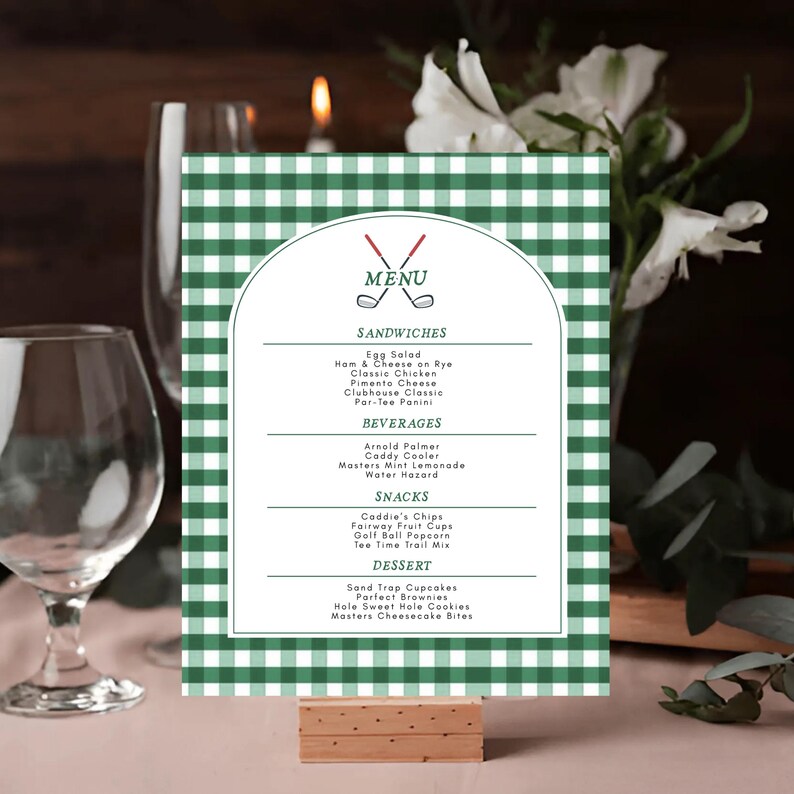 Golf Party Menu Sign: Editable Canva Template (8.5x11" Printable ...