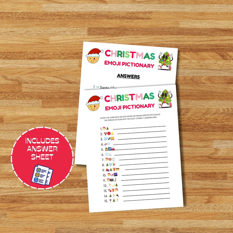 Christmas Emoji Pictionary Game | Printable Holiday Party Activity (PDF ...