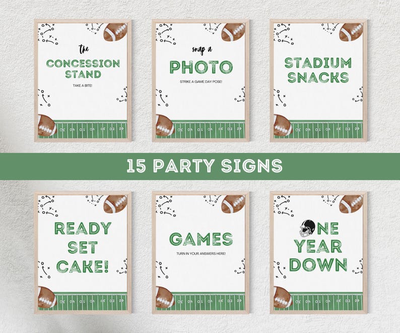 Football Party Signs Bundle: Editable Sports Birthday Decor (digital ...