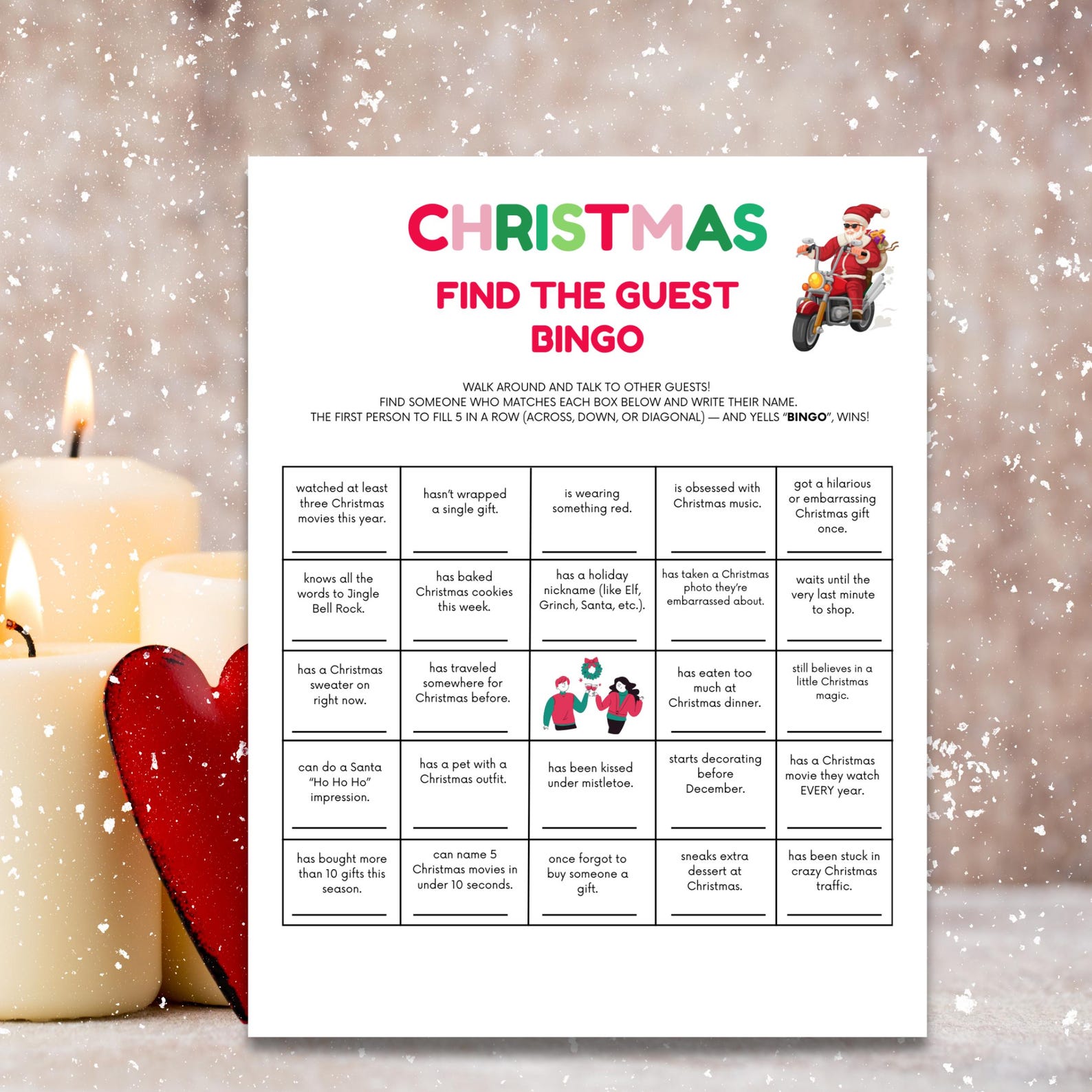 Find the Guest Bingo Christmas Icebreaker Game | Holiday Party ...