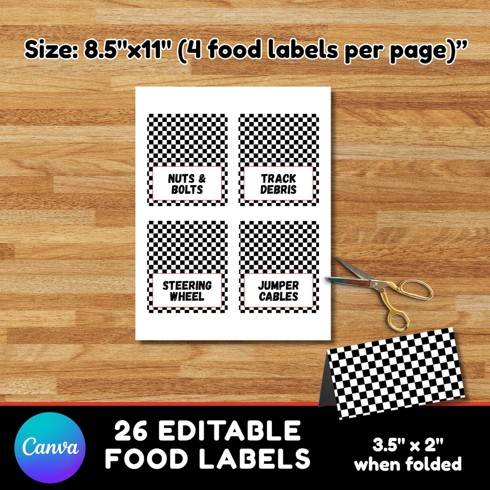 Race Car Food Tents, Two Fast Food Labels, Printable Racing Food Labels ...