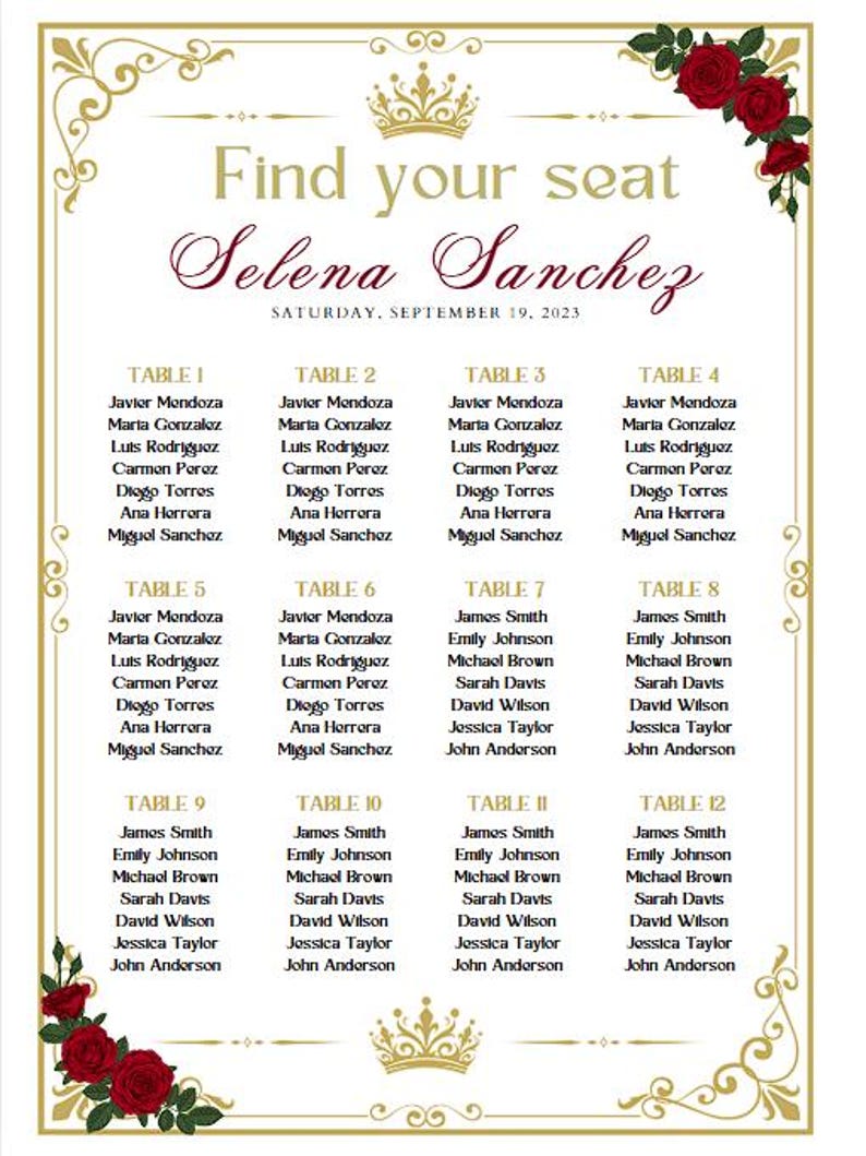 Rose and Gold Seating Chart - Etsy