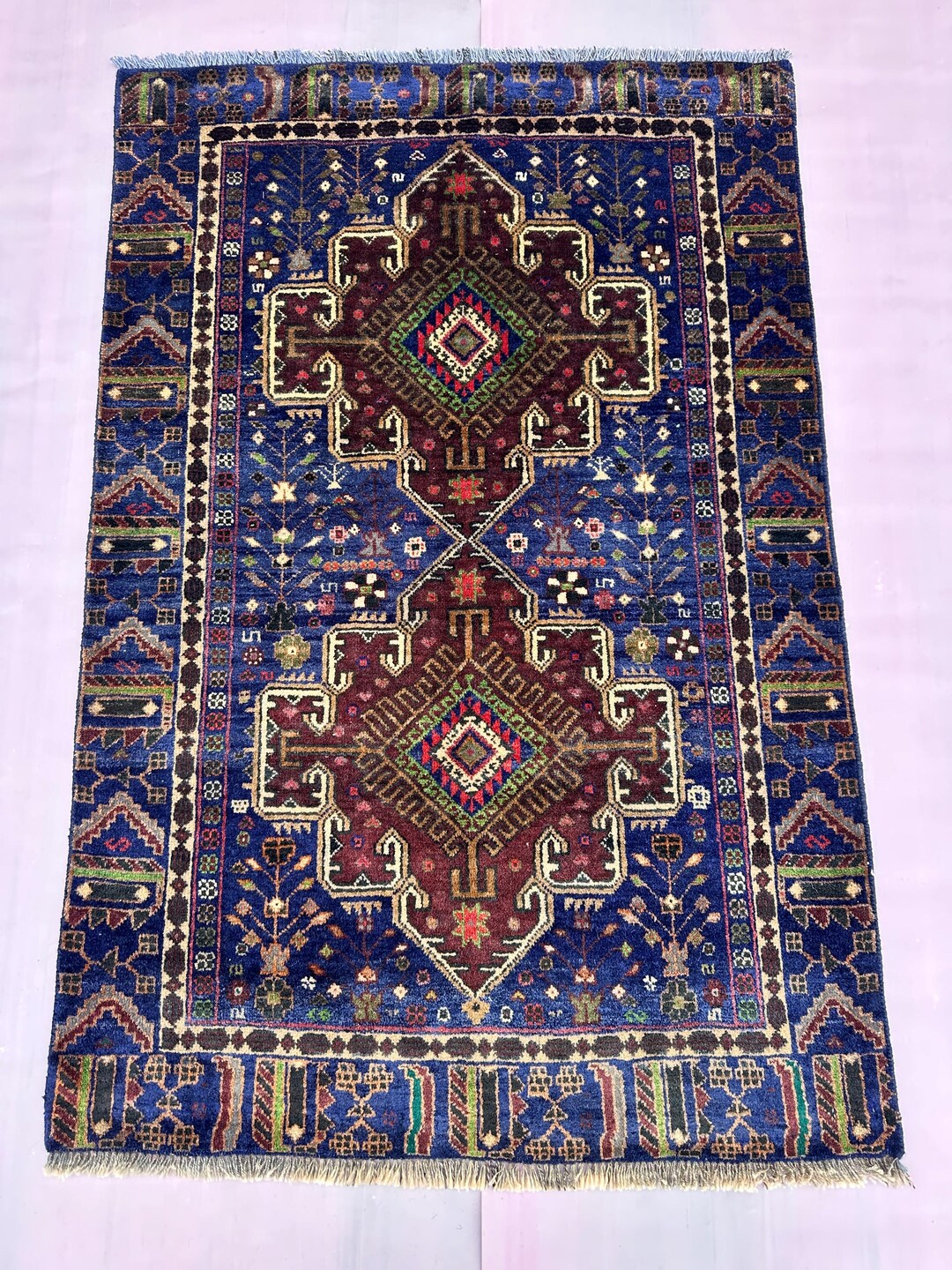 4.6x3 Feet Baloch Afghan Rug Handmade Rug Afghan Oriental Wool Unique ...
