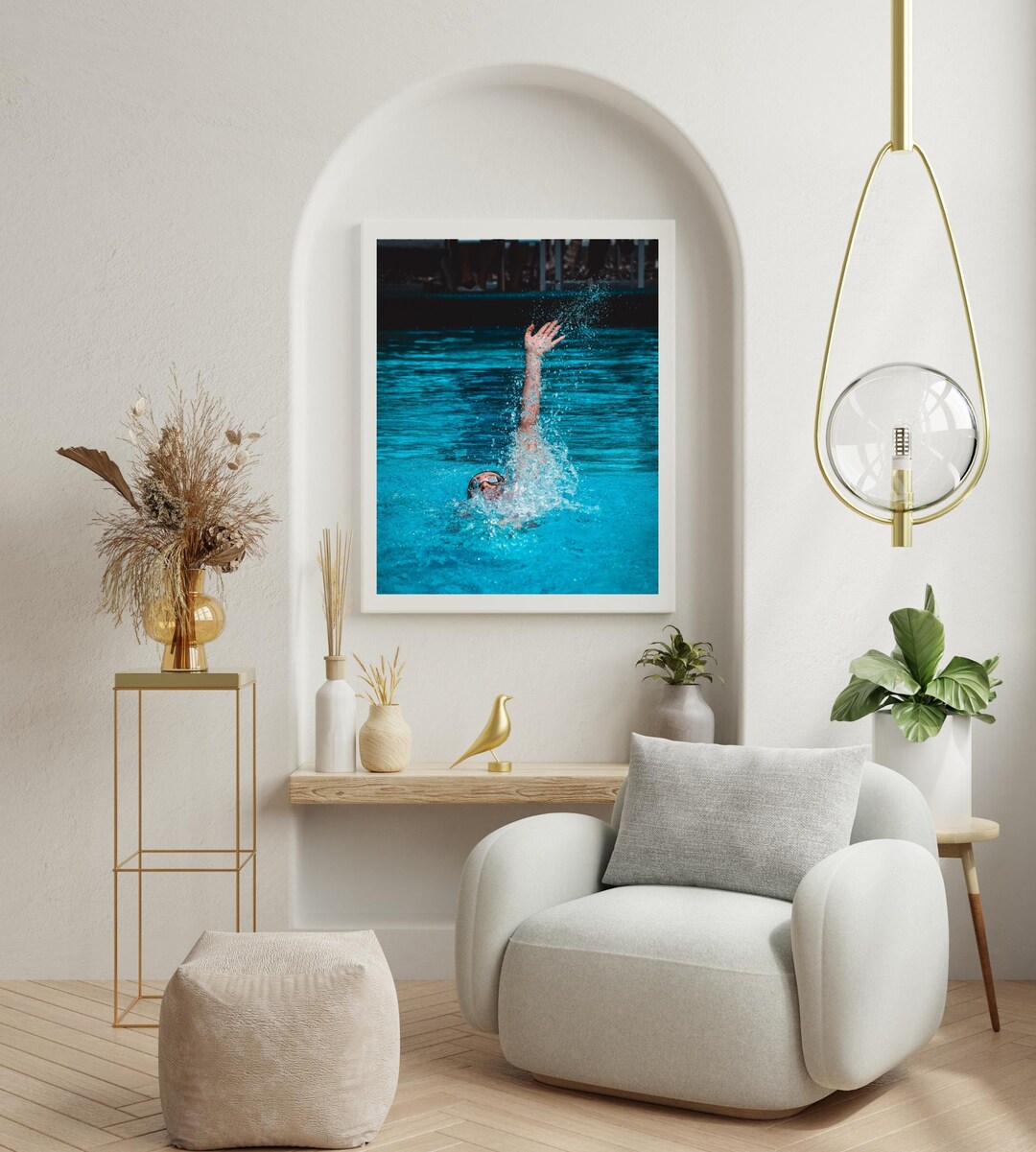 Swimmer's Water Splash. Backstroke Swimming - Digital Fine Wall Art ...