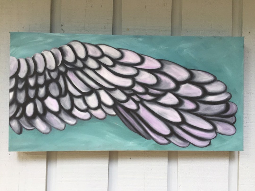 Angel Wings Oil Painting With Painted Sides 12x24 Angel Painting Angel ...