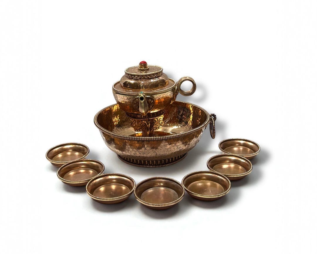 Hand Hammered, Copper Chutor Set, Water Offering Jambhala Chutor Set ...