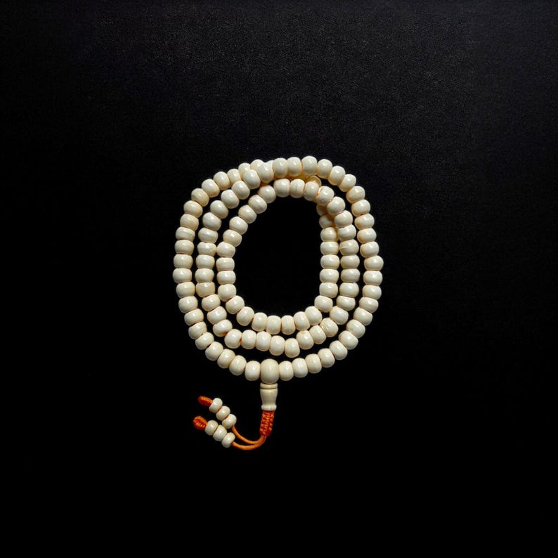 White Yak Bone Mala, Tibetan Buddhist Prayer Mala, Tibetan Yak Bone ...