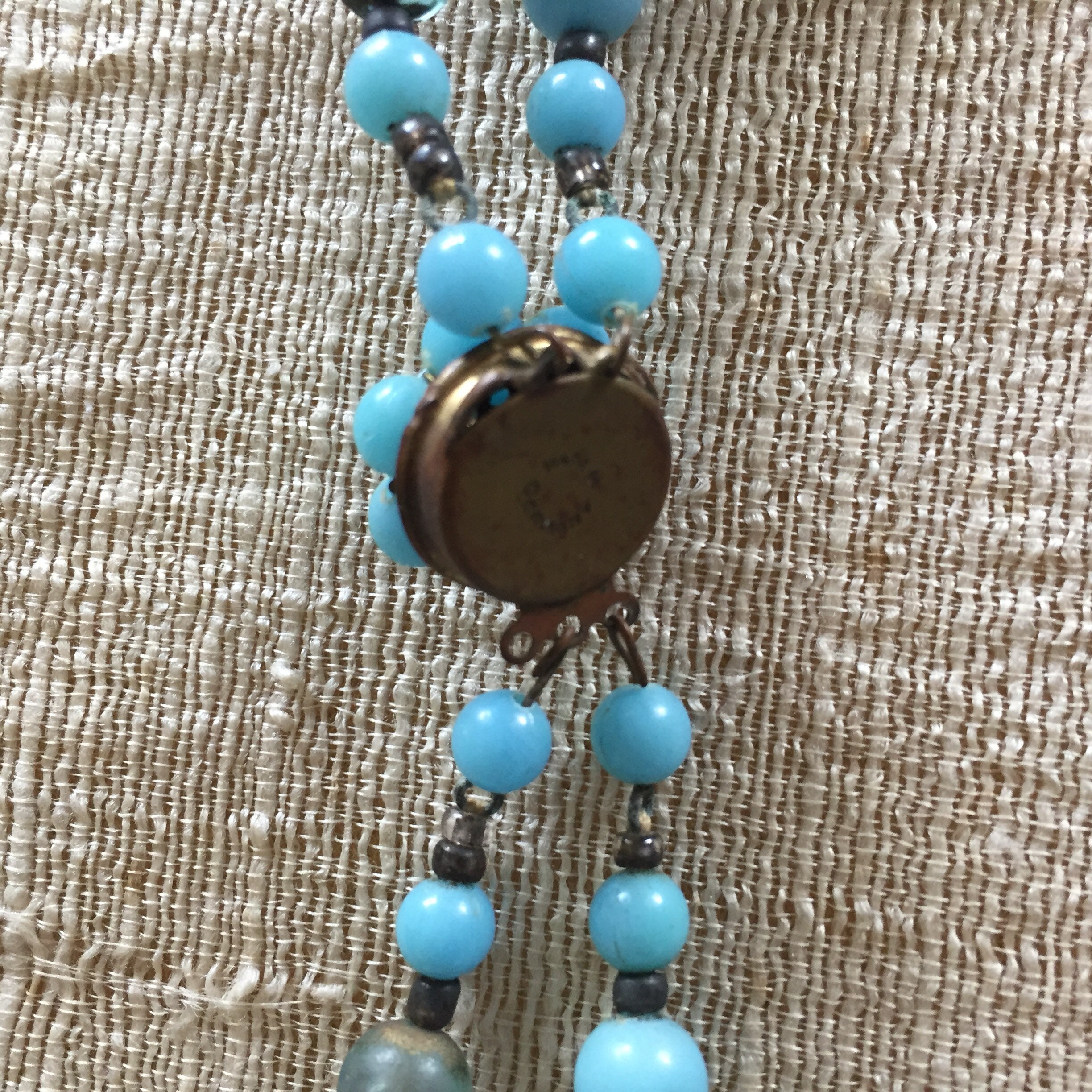 Made in Germany Turquoise and Brown Beaded Necklace Mid - Etsy