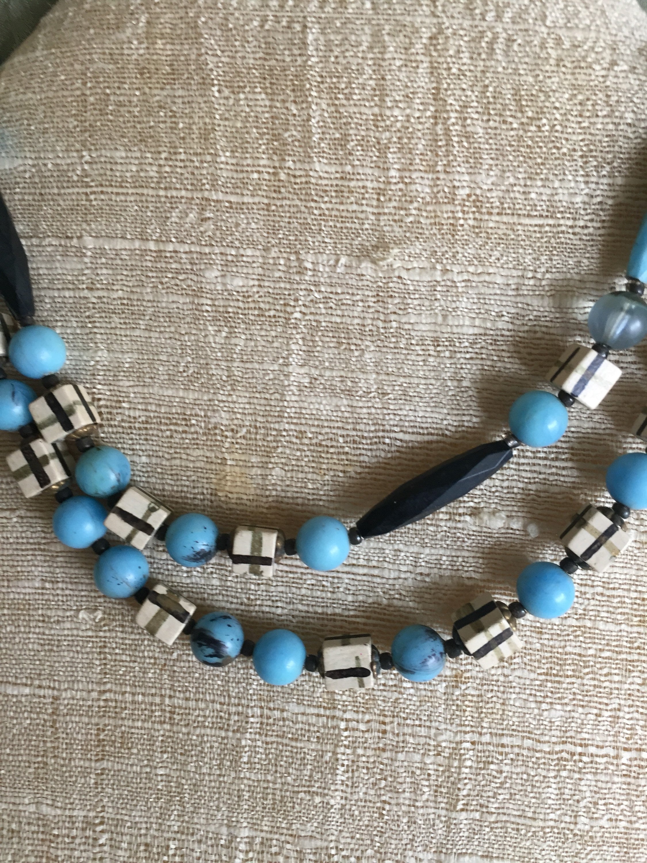 Made in Germany Turquoise and Brown Beaded Necklace Mid - Etsy