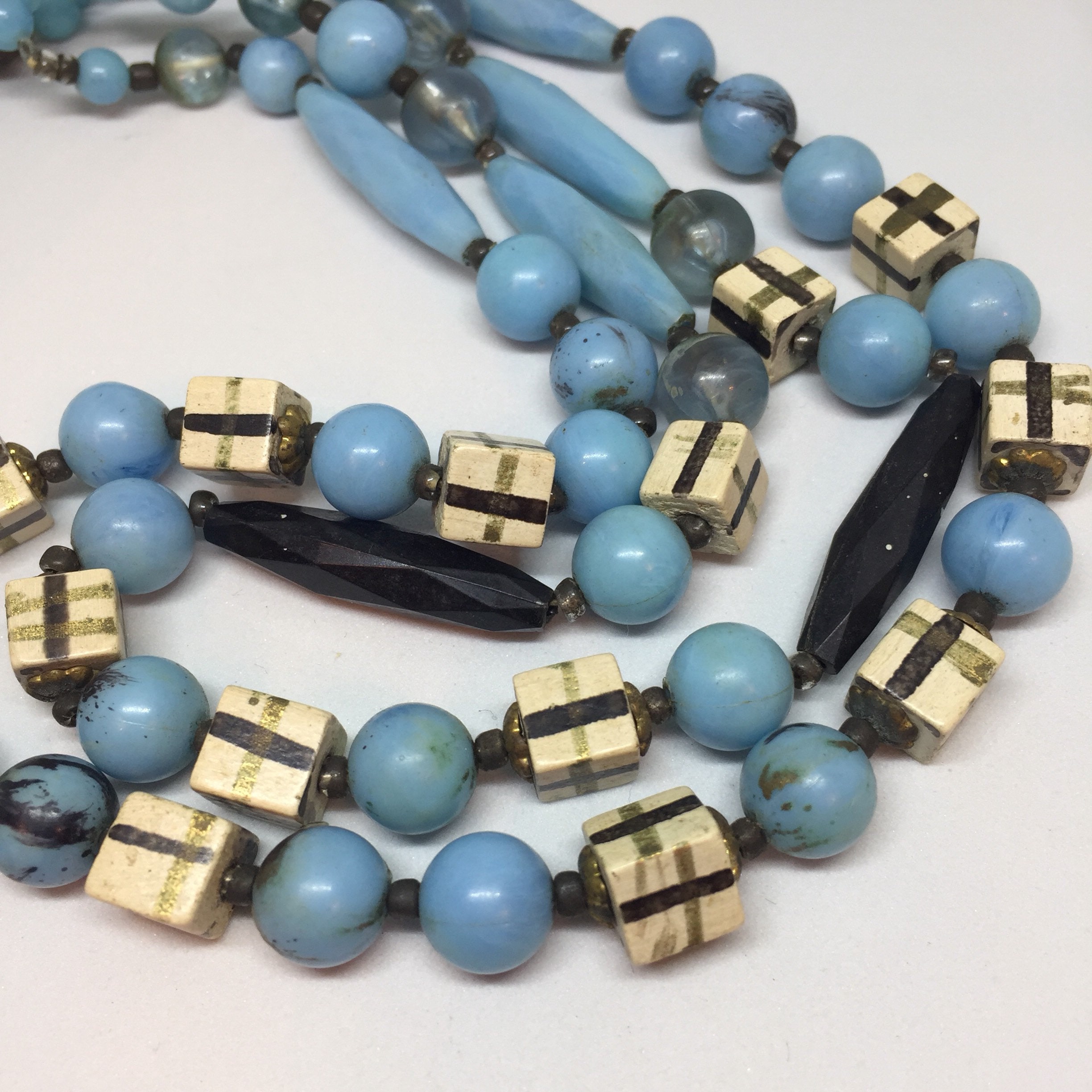 Made in Germany Turquoise and Brown Beaded Necklace Mid - Etsy