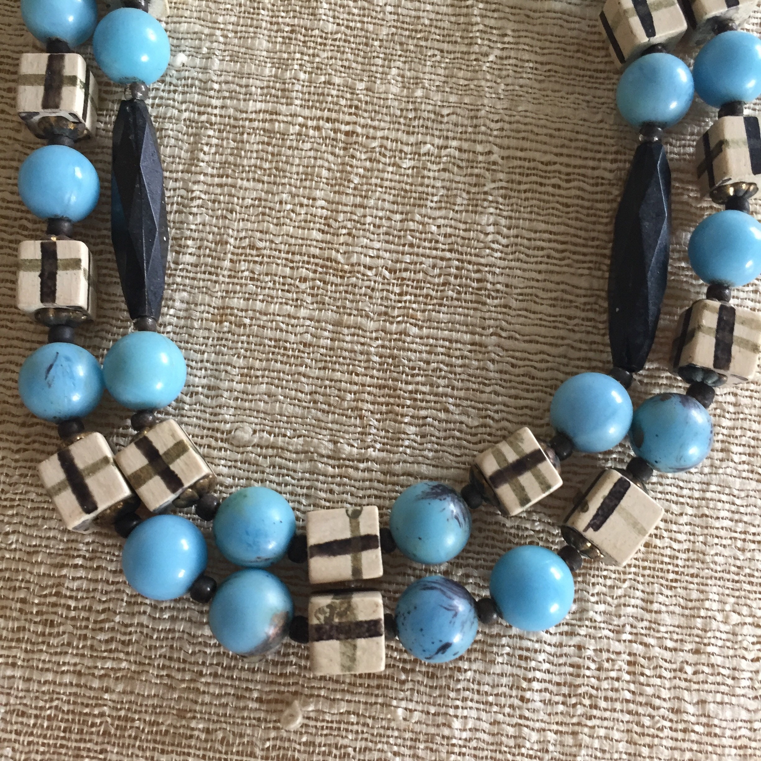 Made in Germany Turquoise and Brown Beaded Necklace Mid - Etsy