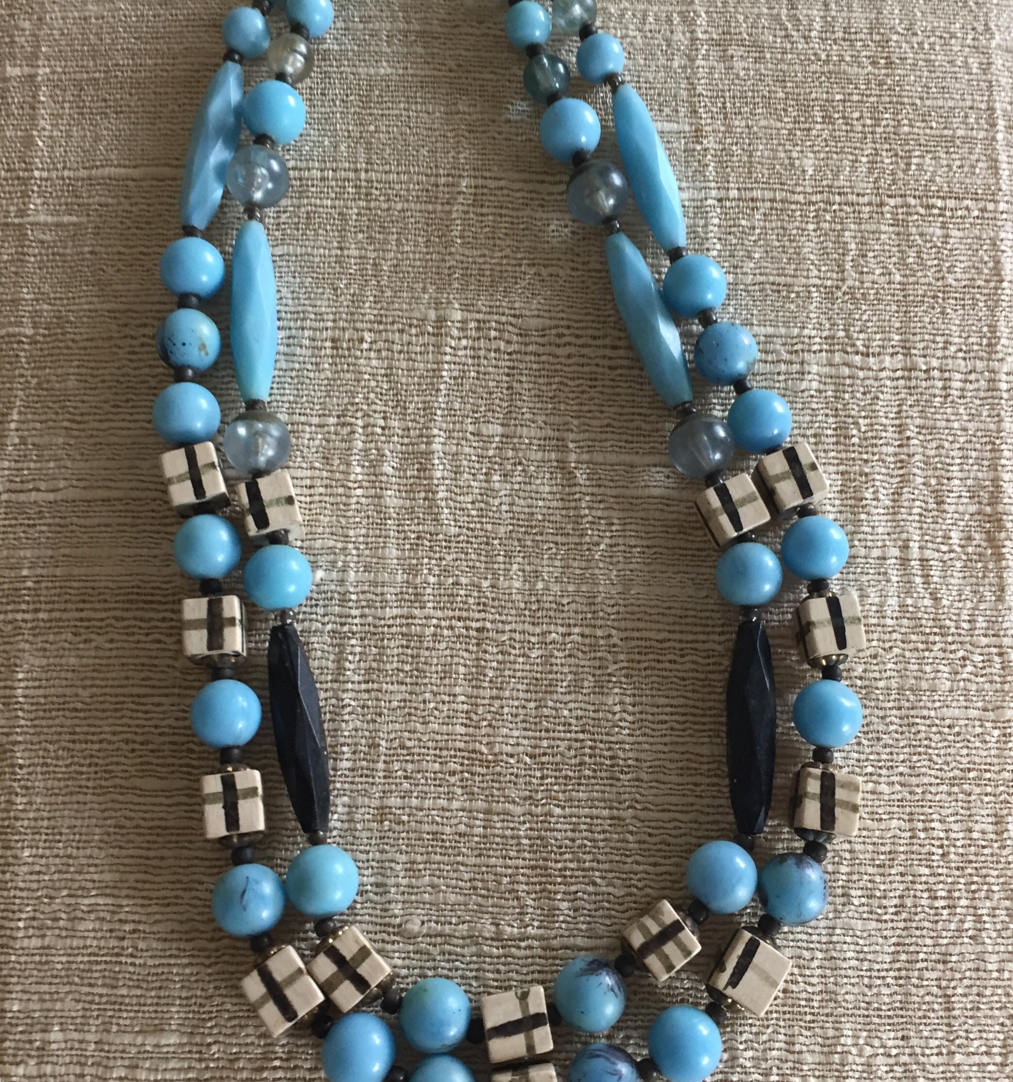 Made in Germany Turquoise and Brown Beaded Necklace Mid - Etsy