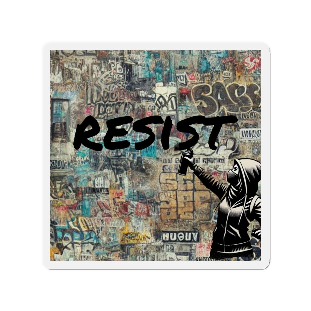 RESIST Graffiti Magnet | Urban Street Art Fridge Magnet | Activist Gift ...