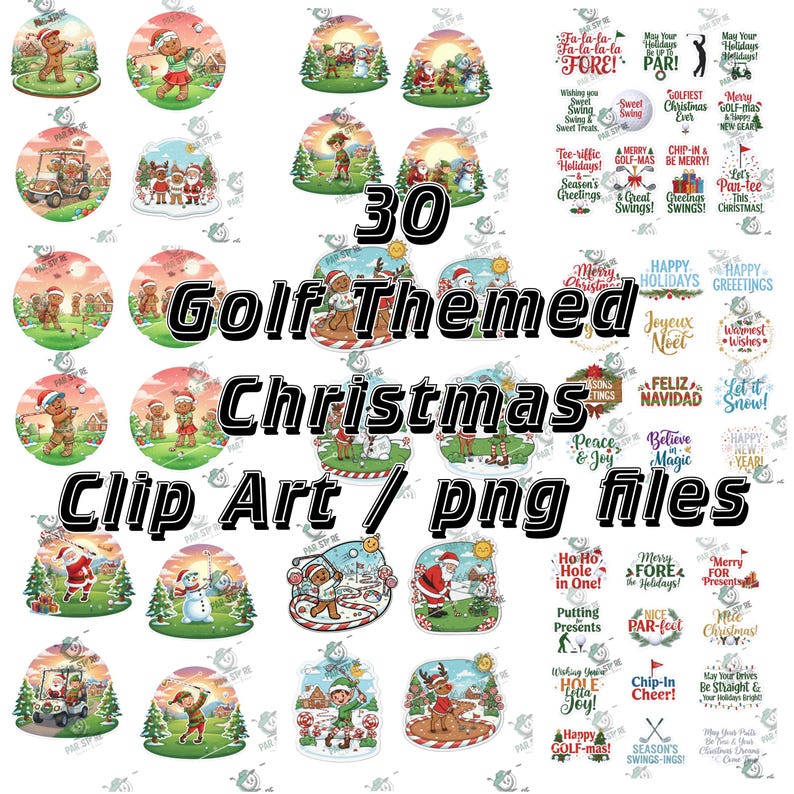 Christmas Clip Art - Golf Themed 30 X Png Files - Transparent ...