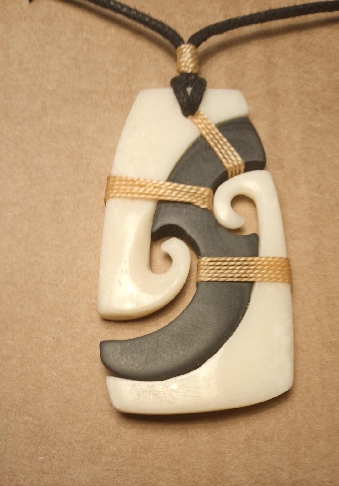 Handcrafted Bone & Slate Pendant – Inspired by Viking, Māori, and ...