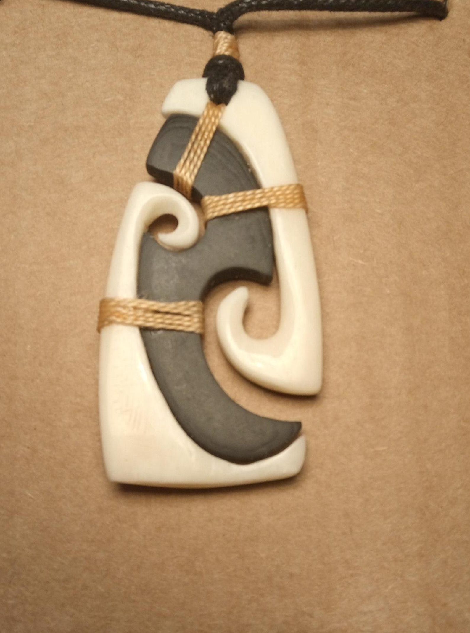 Handcrafted Bone & Slate Pendant – Inspired by Viking, Māori, and ...