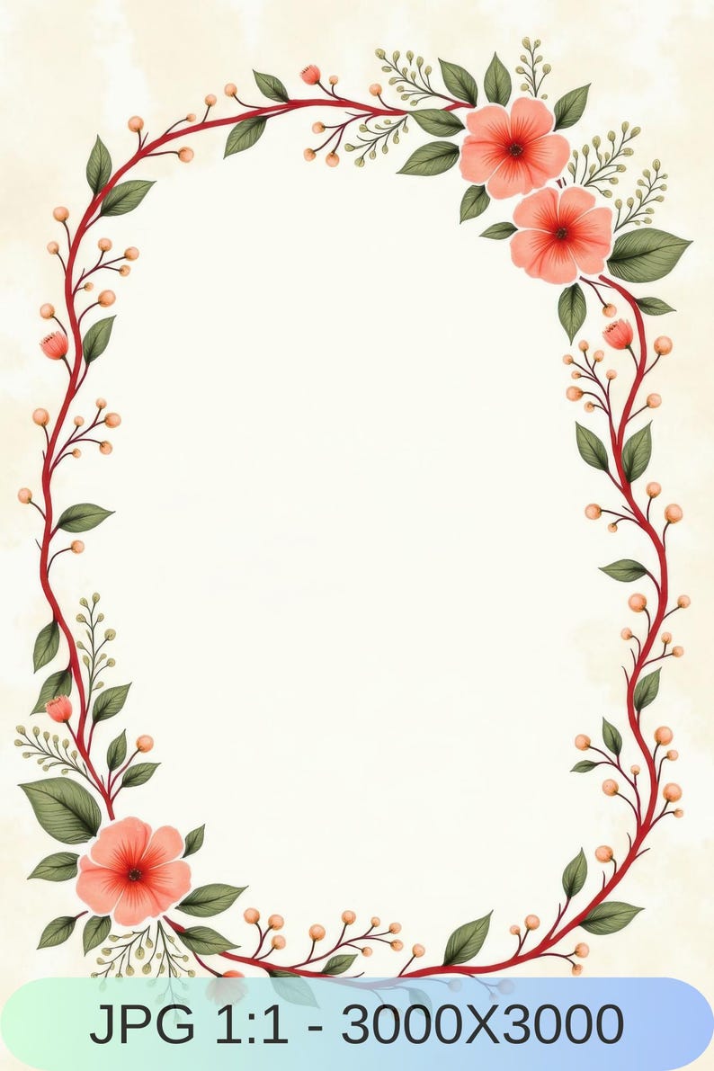 Elegant Floral Frame Design Serenity Studio Graphic Art Soft Colors ...