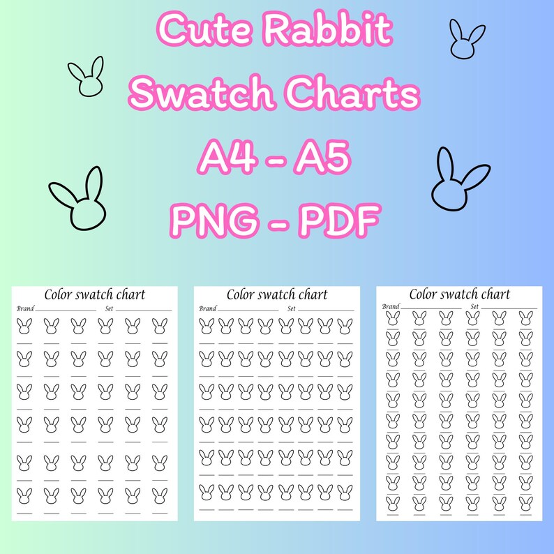 Printable Rabbit Coloring Swatch Chart & Color Sheet and Color Palette ...