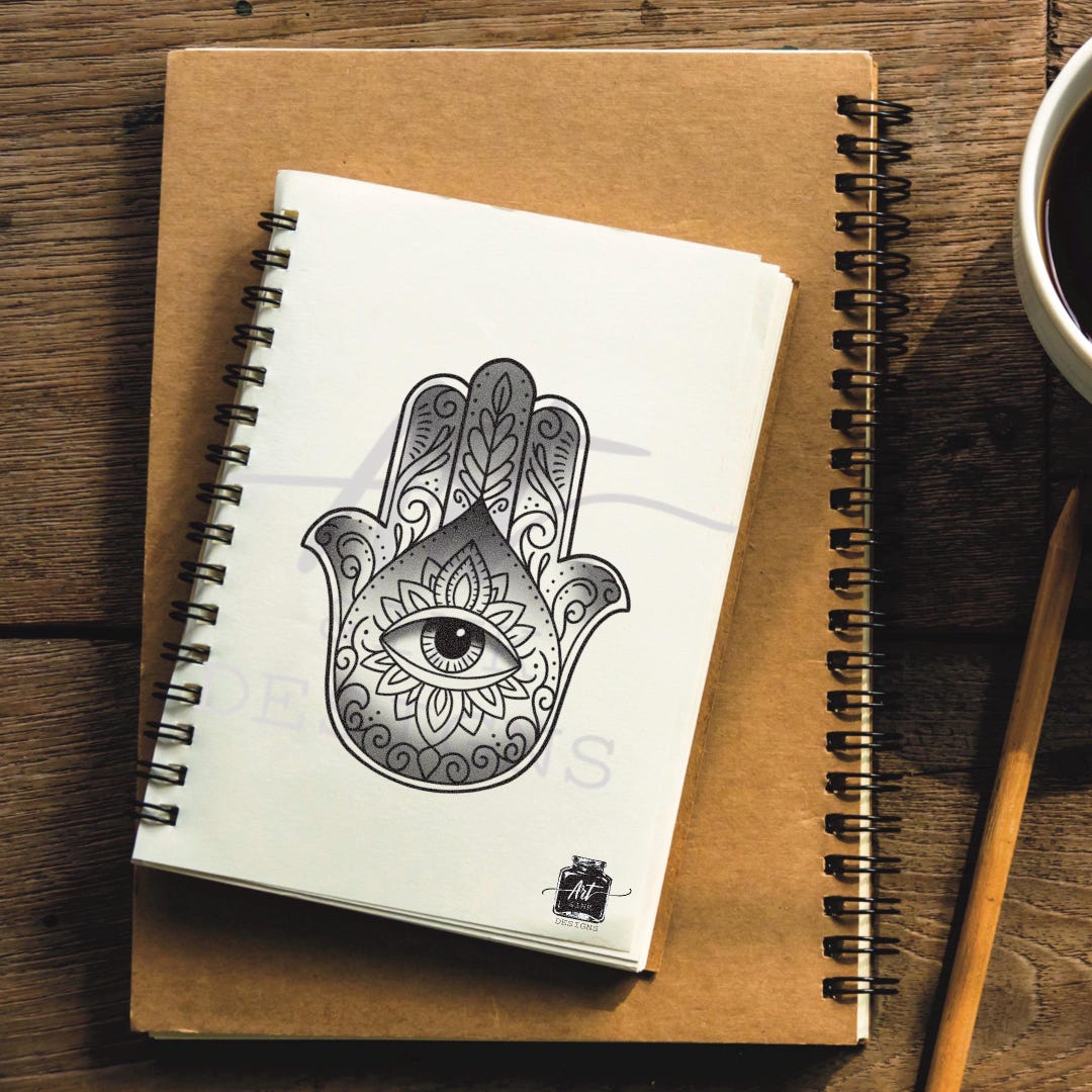 Hamsa Hand Tattoo Design - Intricate Detail, Instant Digital Download ...