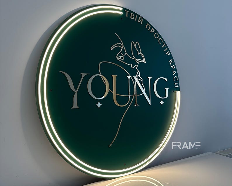 Custom Backlit Logo Sign for Salon, Barber or Studio, Acrylic Name Wall ...