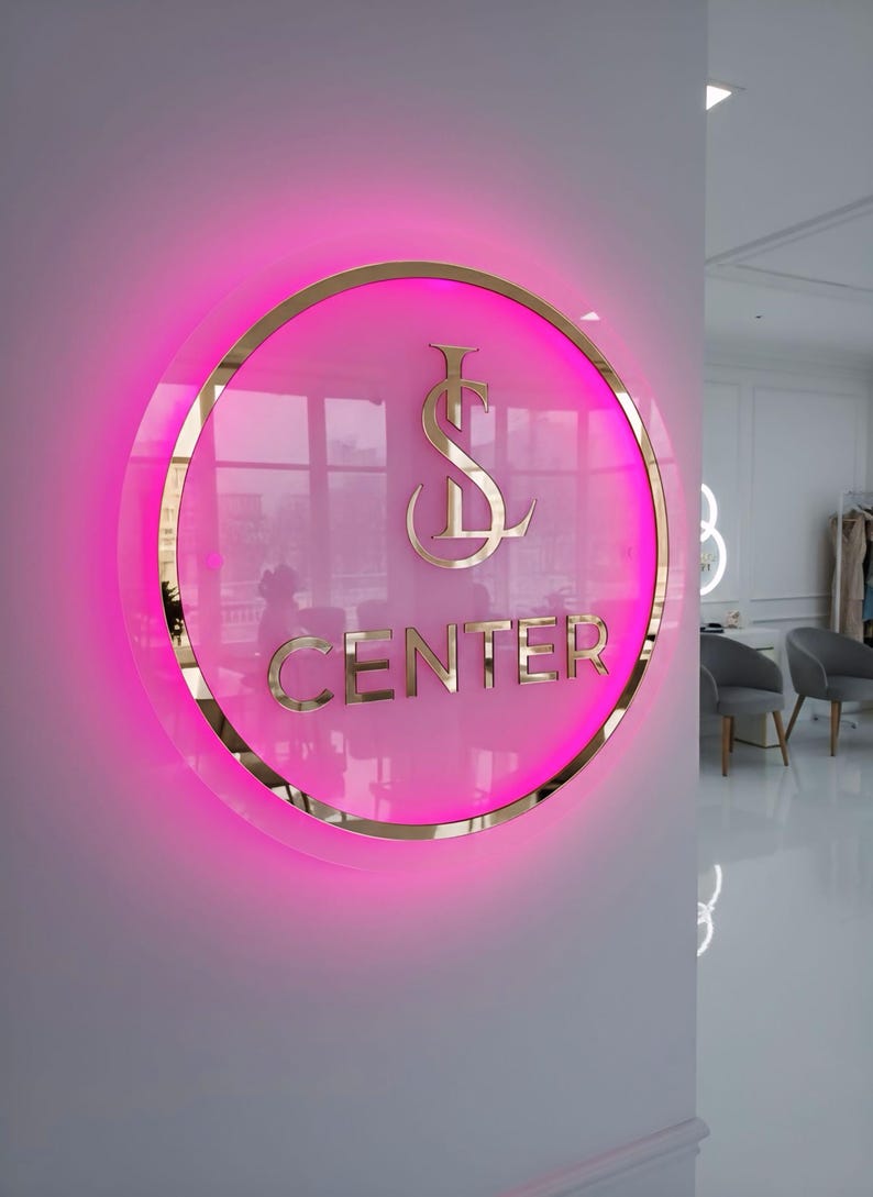 Custom Acrylic Business Sign With LED Backlit Logo, Illuminated Wall ...