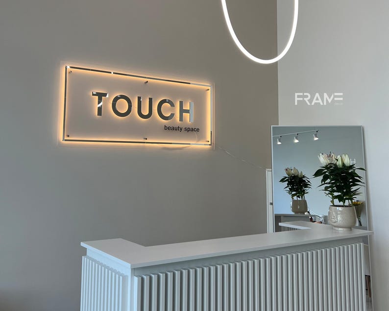 Logo Sign With Backlit Illumination, Modern Office Wall Decor, Custom ...