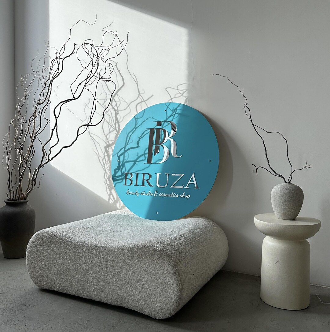 Round Acrylic LED Wall Sign, Custom Beauty Logo With Backlight, Lighted ...