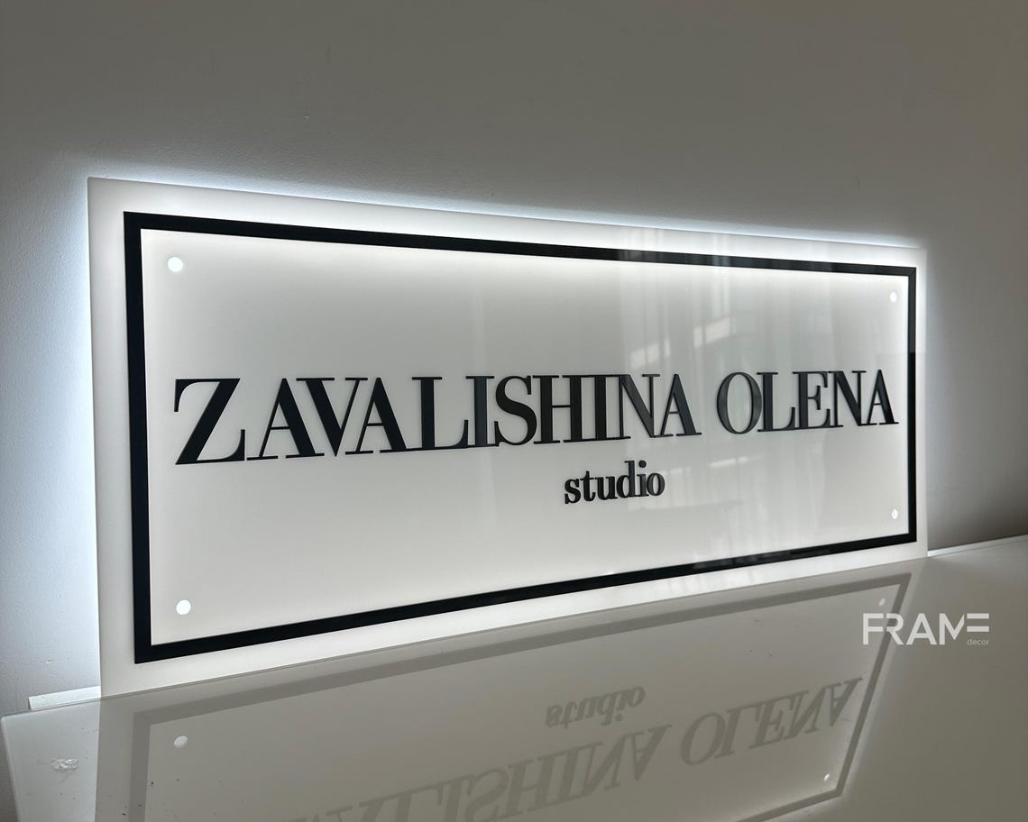 Custom LED Business Sign, Personalized Acrylic Light up Wall Sign, 3D ...