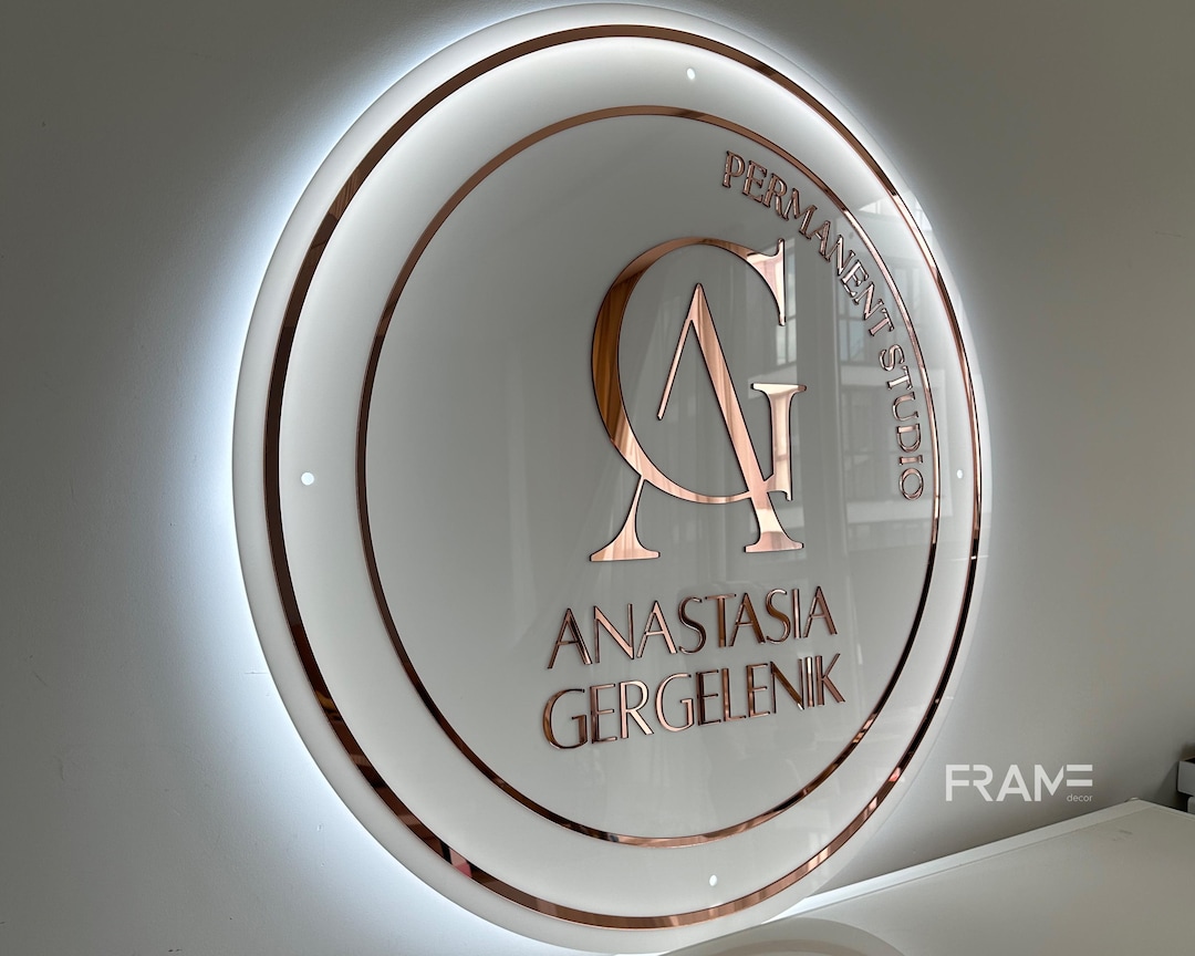 Round Business Sign for Company, Custom Sign With Initial Letters of ...