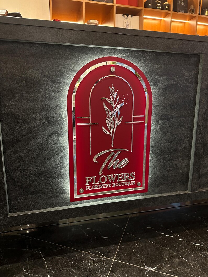 Modern Round Acrylic Logo Sign, Custom Business Wall Sign, Elegant ...