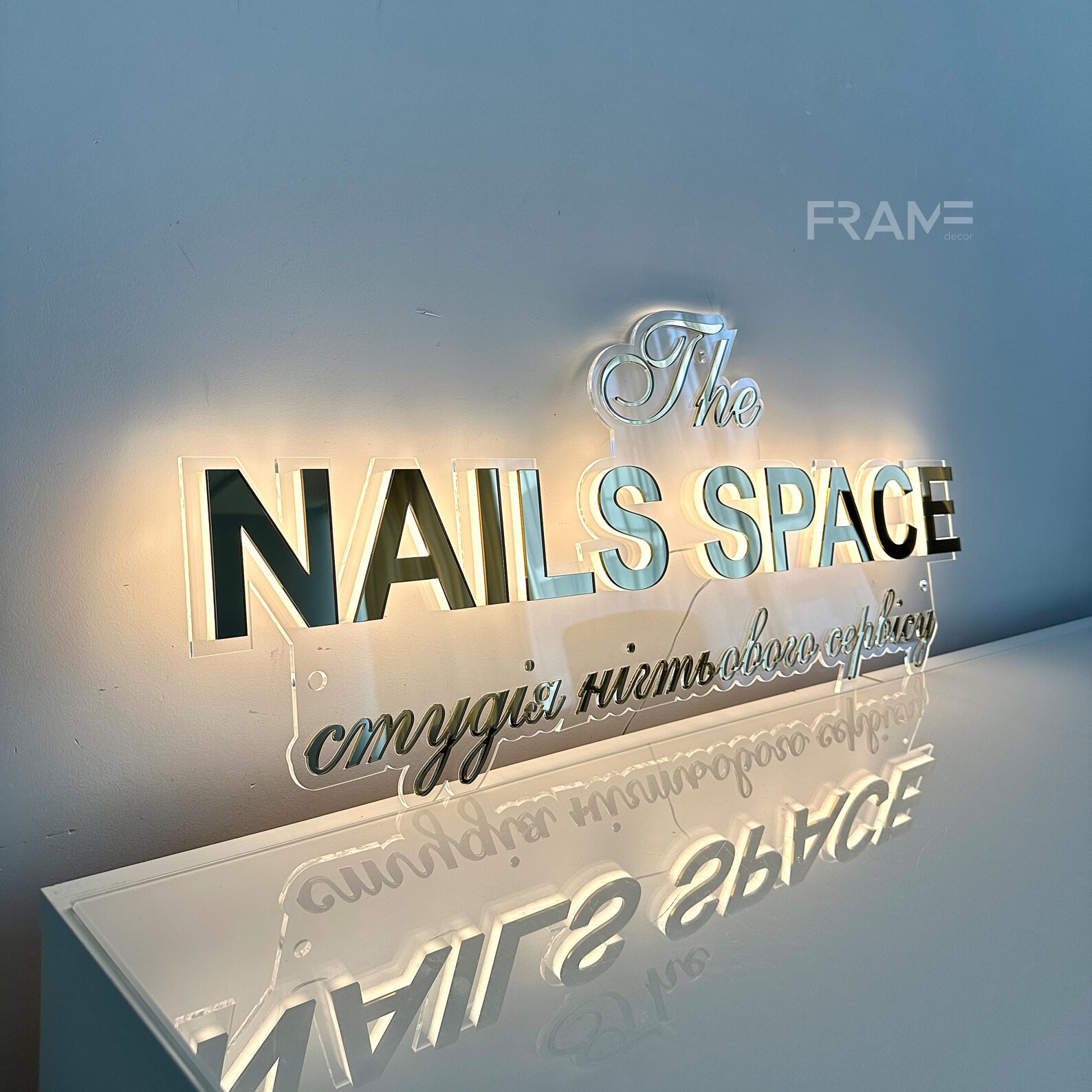 Acrylic Wall Logo Sign for Salon Decor, Backlit LED Business Sign ...