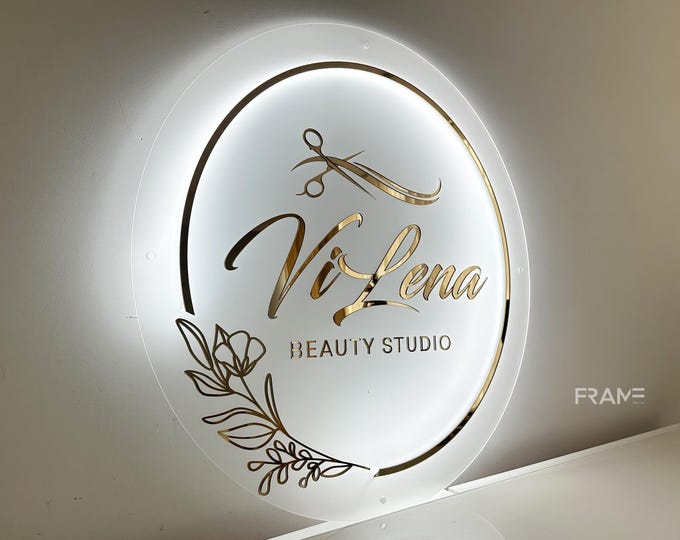 Salon Logo Sign,salon Logo Sign,hair Studio Light up Sign,beauty Salon ...