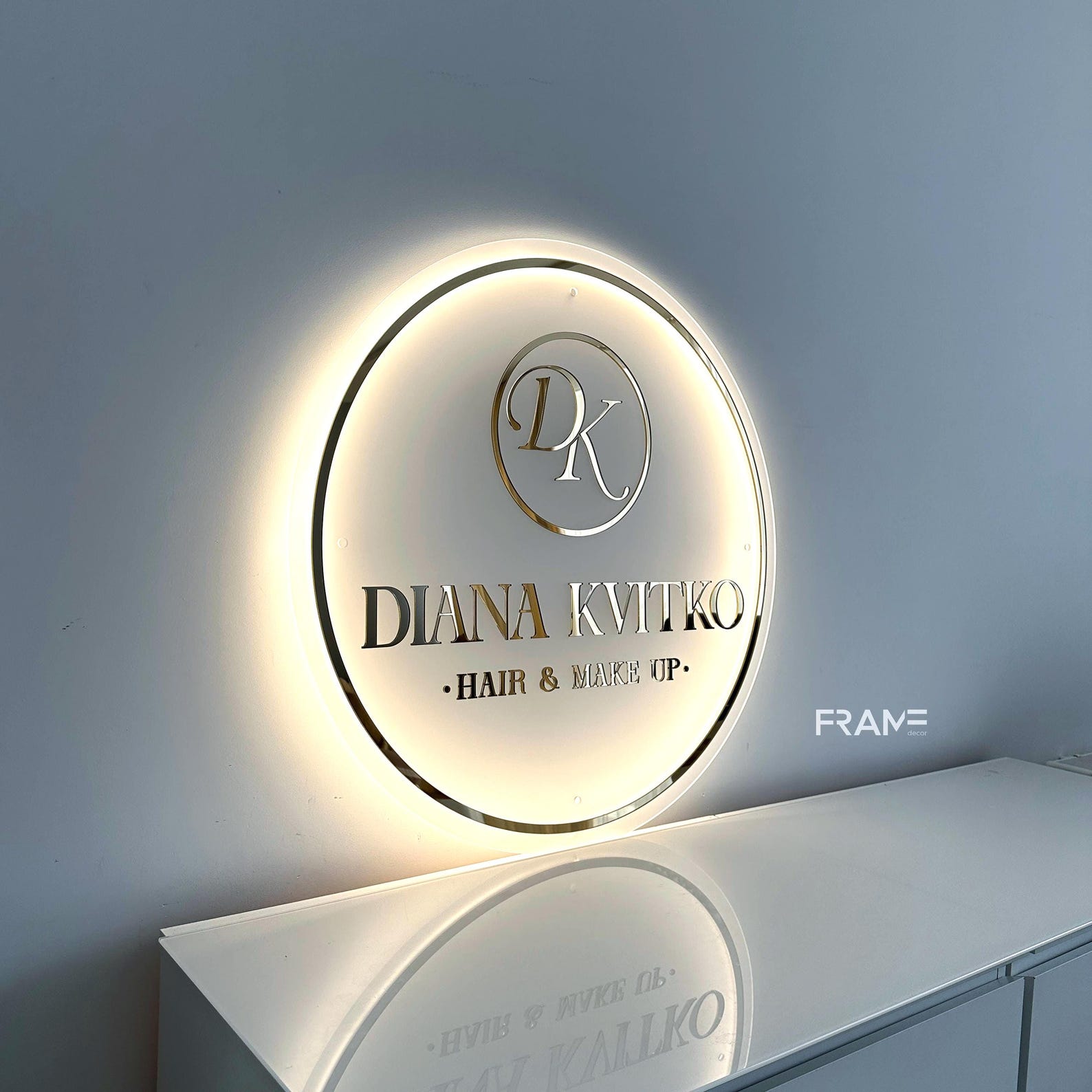 Lighted Wall Sign for Salon, Office, Studio, Custom LED Logo Sign ...