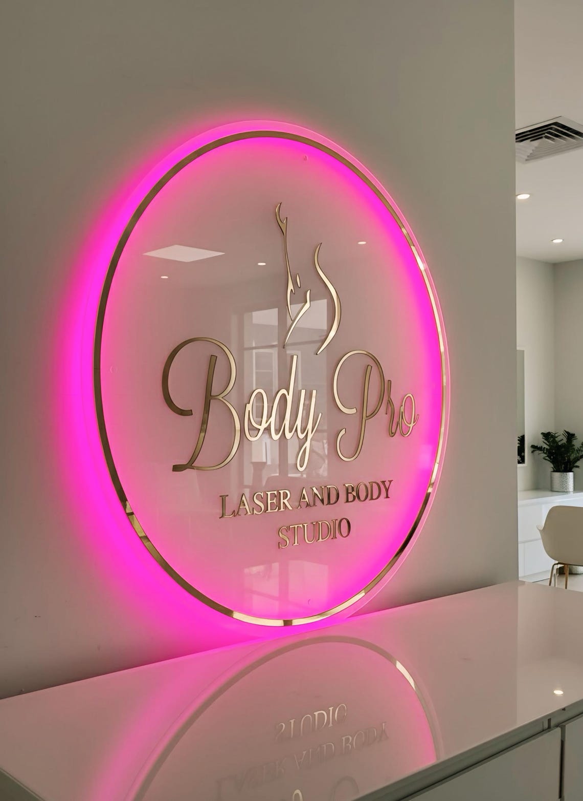 Custom Acrylic Business Sign With LED Backlit Logo, Illuminated Wall ...