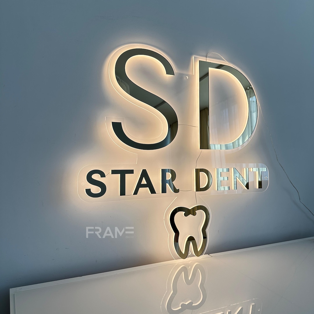 Logo Sign for Dental Office, Acrylic LED Business Wall Sign ...