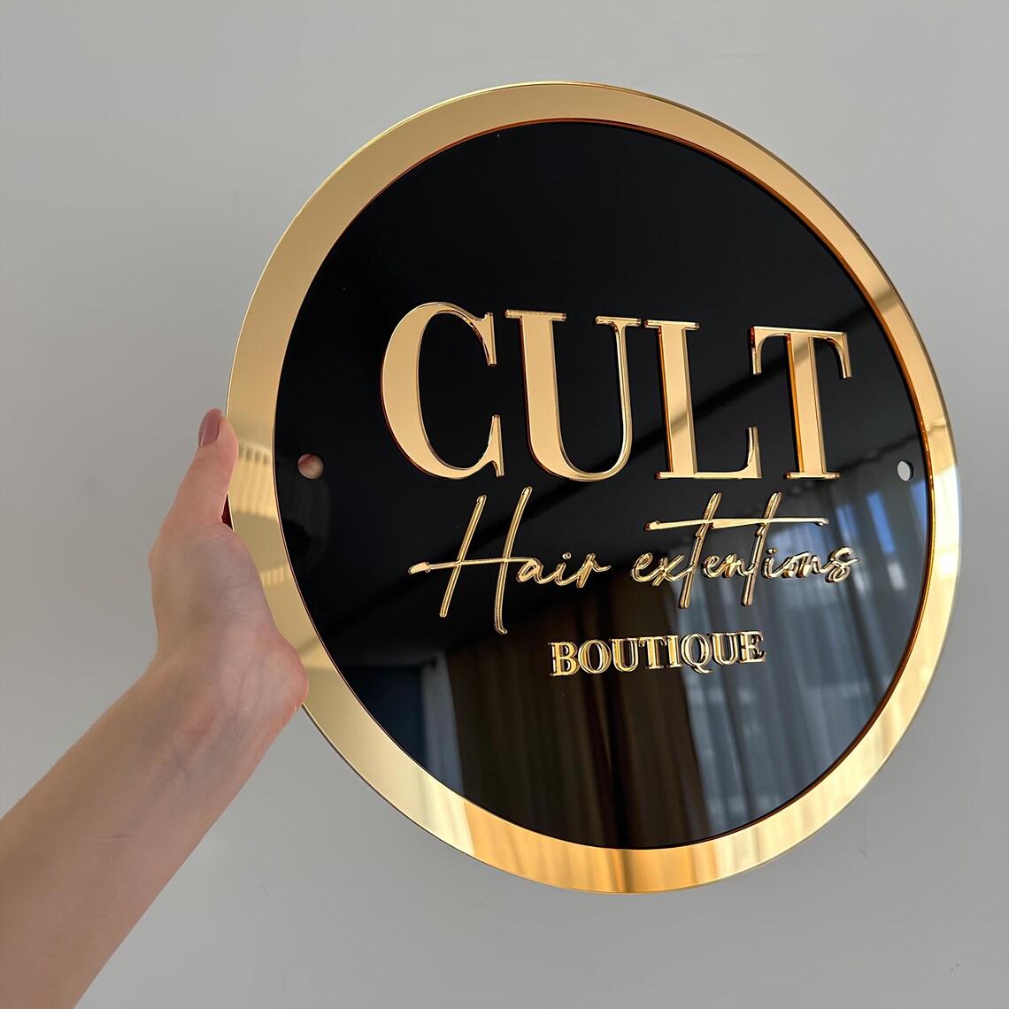 Custom Round Business Sign, Salon Logo Sign, Boutique Wall Decor ...