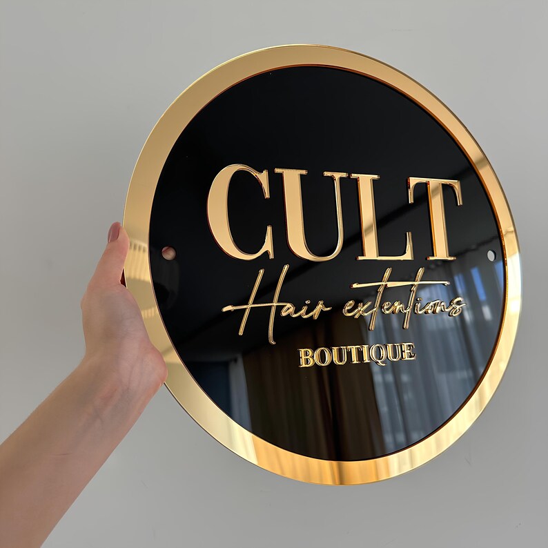 Custom Round Business Sign, Salon Logo Sign, Boutique Wall Decor ...
