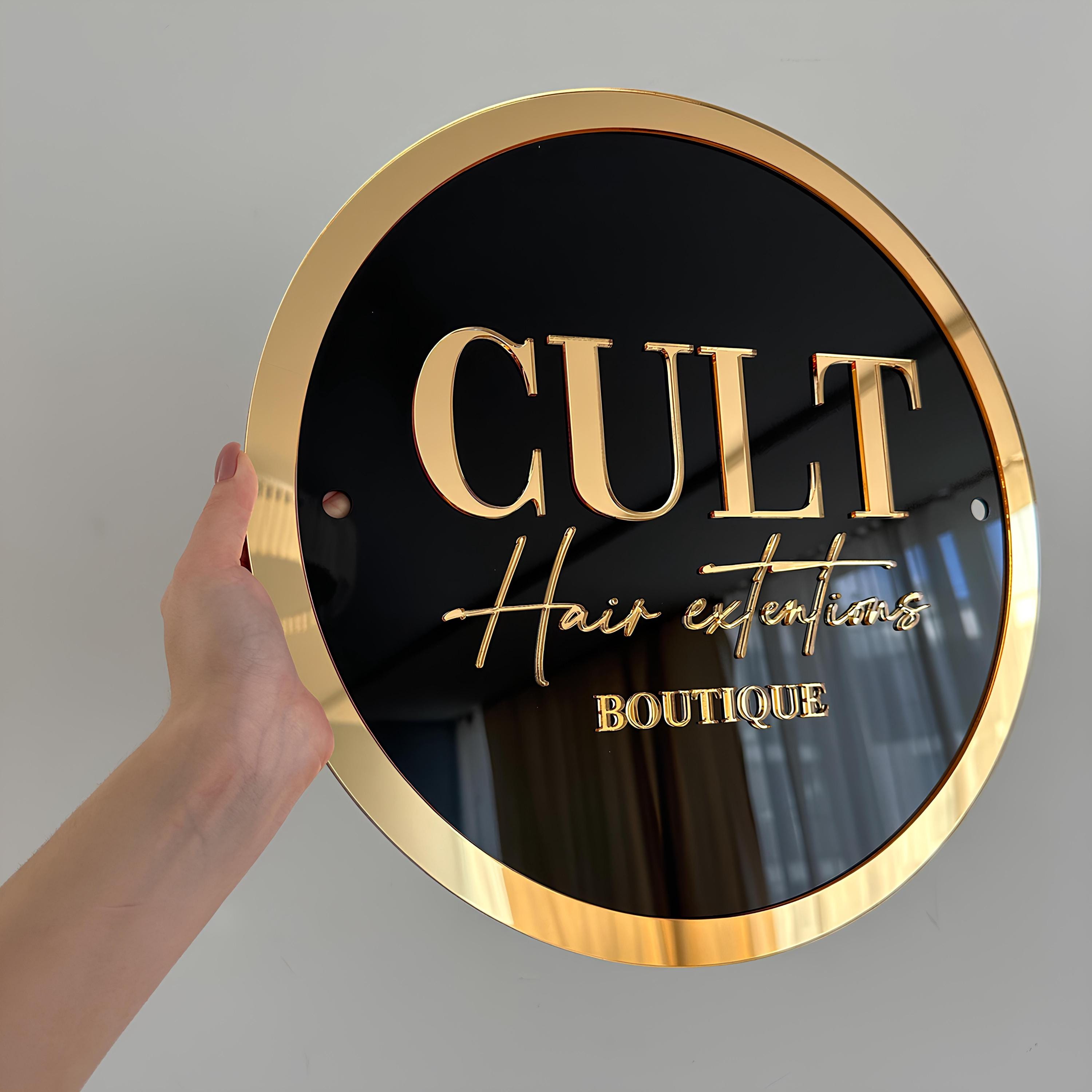 Custom Round Business Sign, Salon Logo Sign, Boutique Wall Decor ...