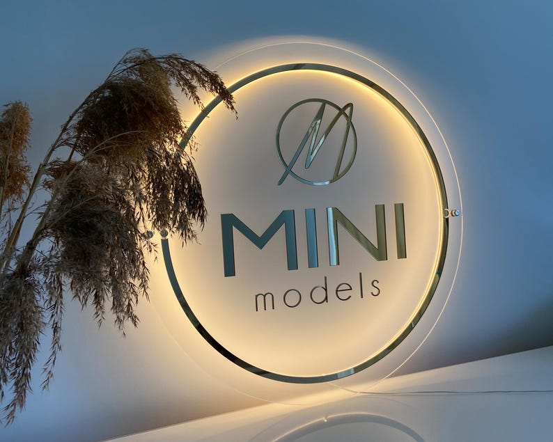 Backlit Company Logo, Custom Acrylic Logo Sign, Neon Business Sign, Custom Salon Signboard ...