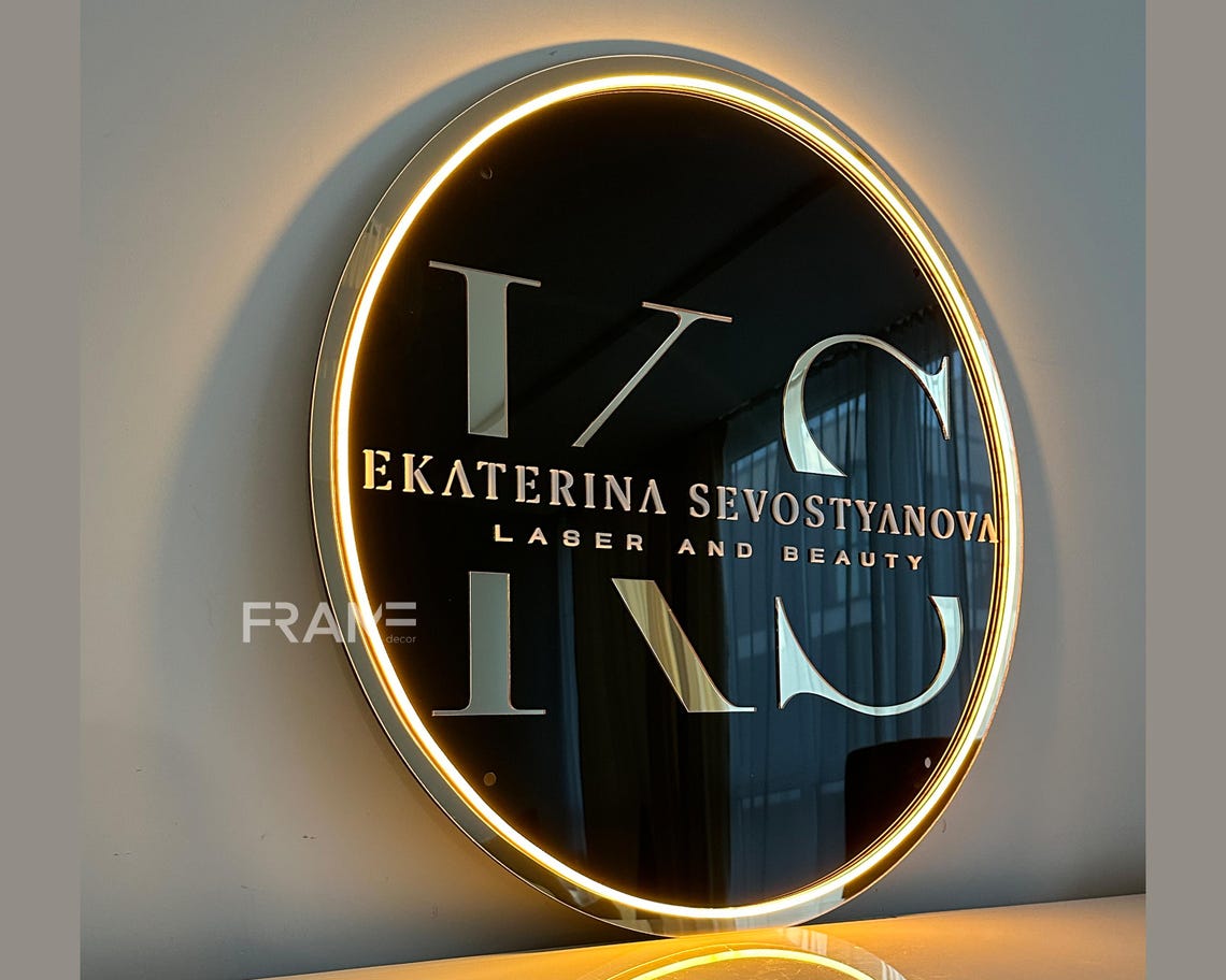 Custom Backlit Logo Sign for Salon, Barber or Studio, Acrylic Name Wall ...
