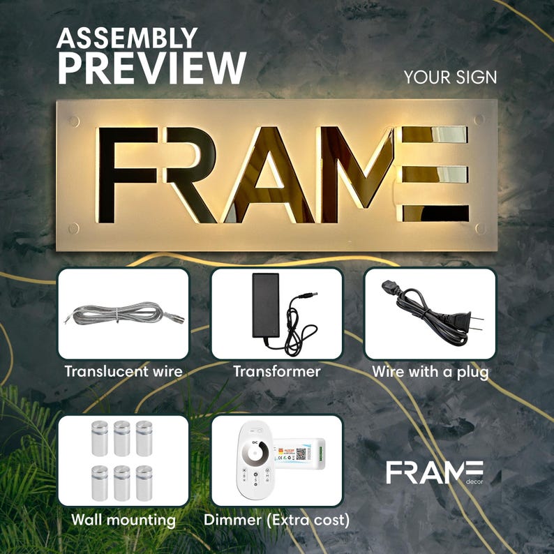 Acrylic Business Logo Sign, Round Custom Neon Sign, Mirror Silver Logo ...