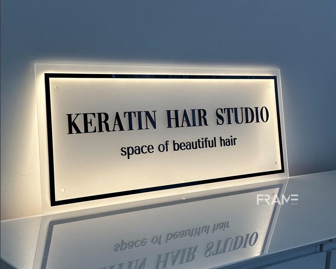 Custom LED Business Sign, Personalized Acrylic Light up Wall Sign, 3D ...