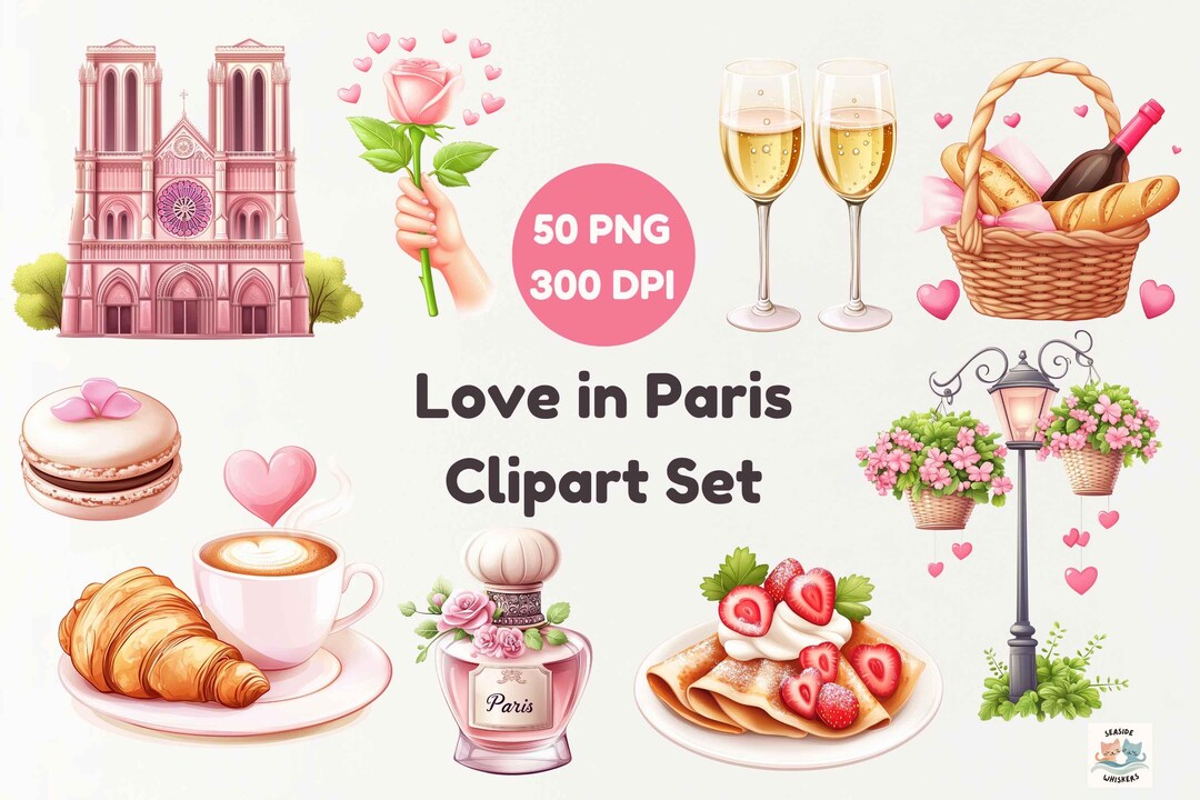 Love in Paris – Romantic Clipart Set, Fashion Illustration, Paris ...