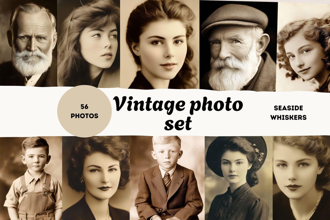 Vintage Portrait Photo Set – 56 Antique-inspired Retro Faces Old Photo ...