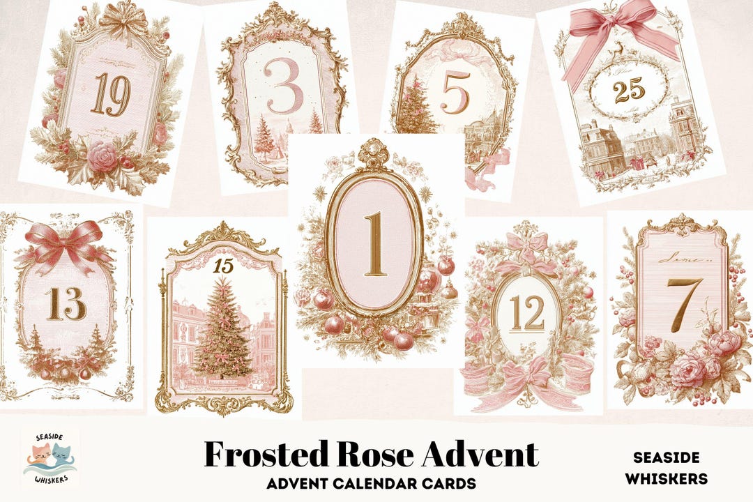Frosted Rose Advent Numbers – Vintage Pink Christmas Countdown ...