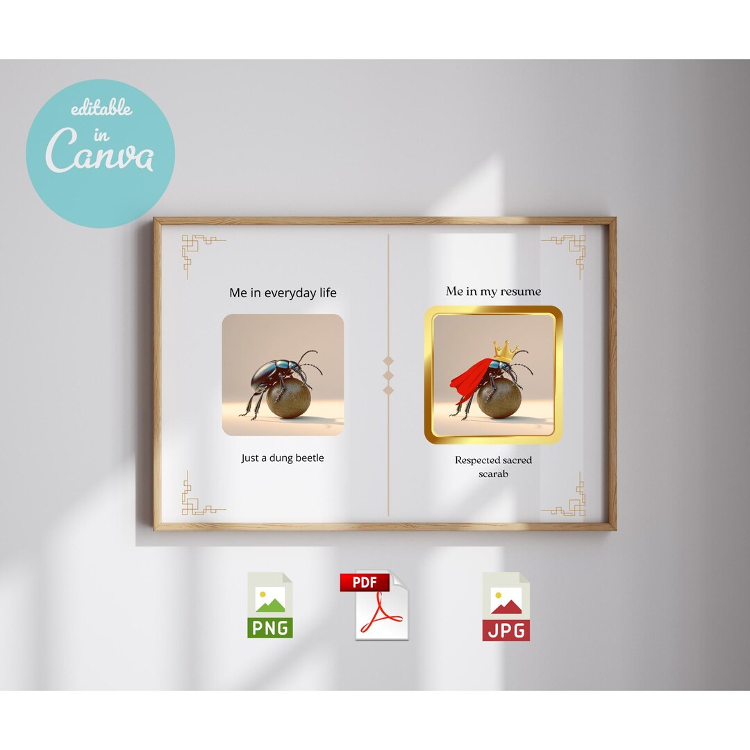 Funny Resume Meme | Dung Beetle Wall Art | Scarab Digital Poster ...