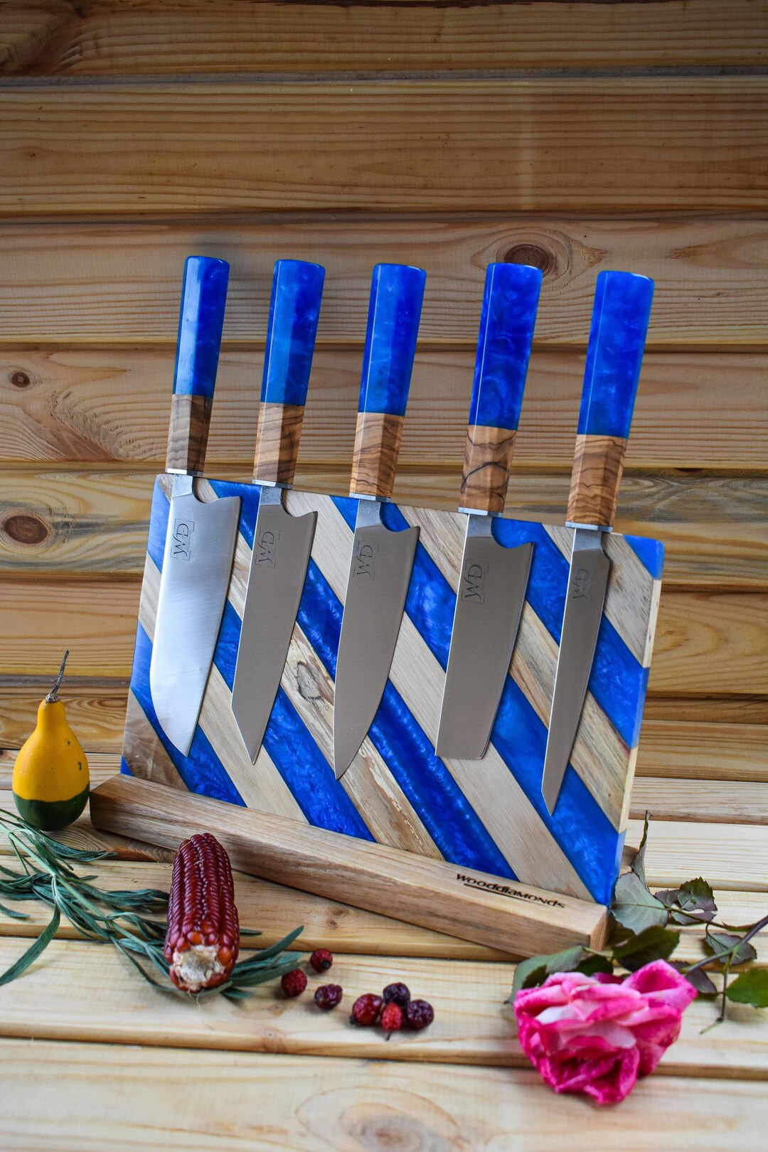 Magnetic Knife Stand and 5-piece Chef Knife Set Stylish and Functional ...