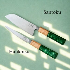 Japanese Chef Knife Set: Handmade Olive Wood & Epoxy Handle - Etsy