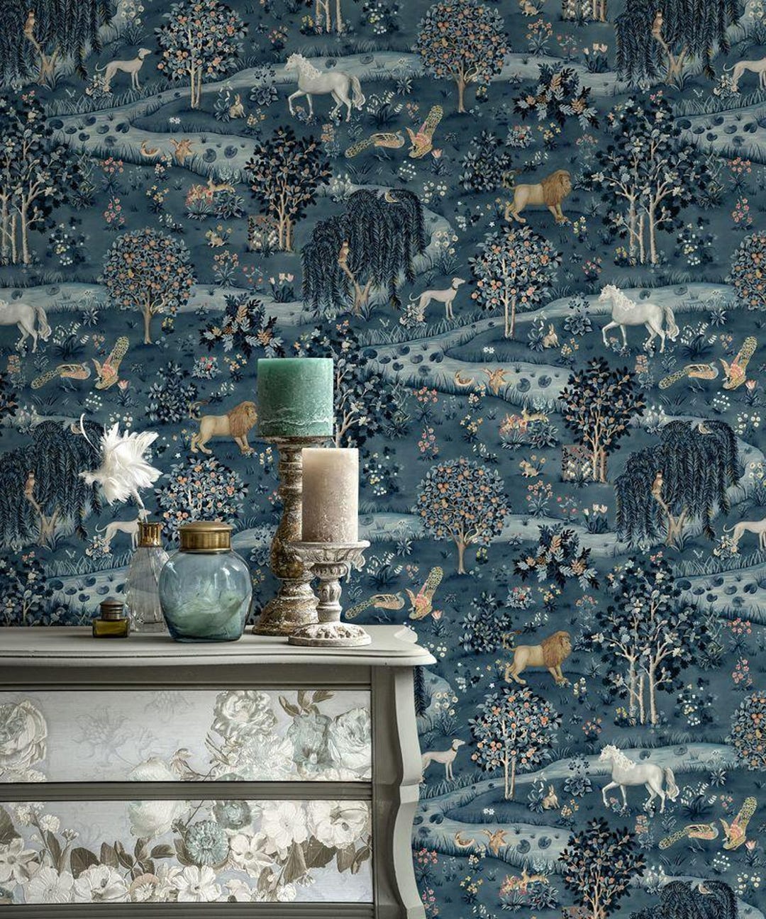William Morris Nature Wallpaper, Vintage Style Wall Mural, Peel and ...