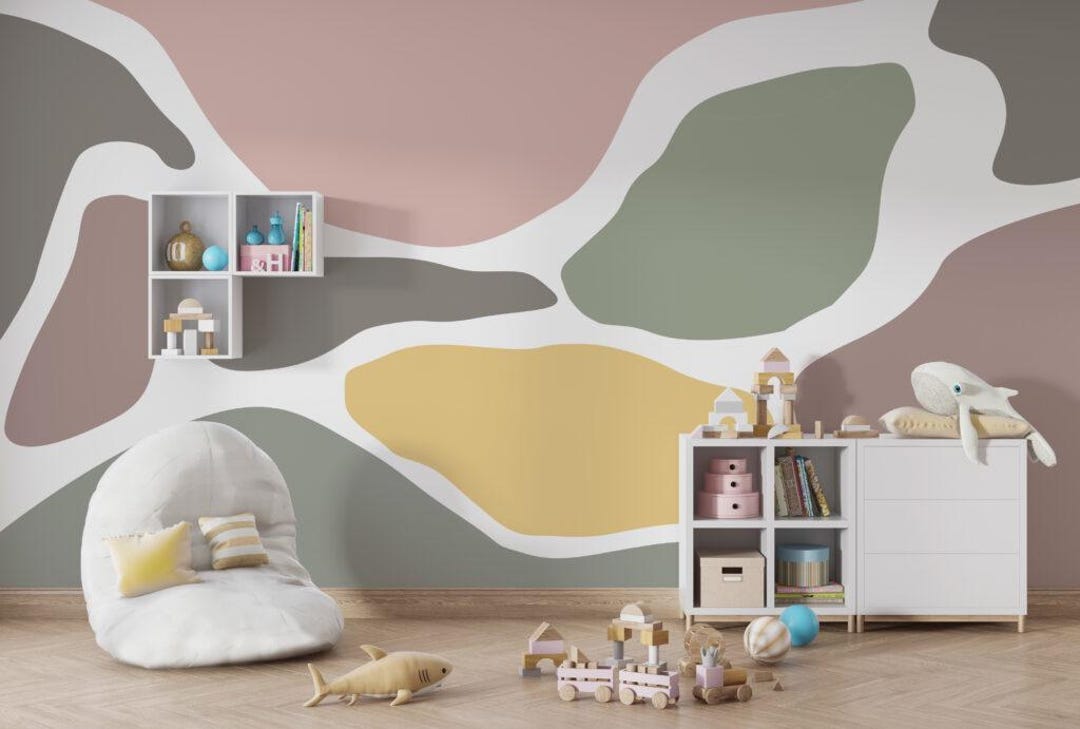 Color Block Nursery Wallpaper Mural, Pastel Tones - Etsy